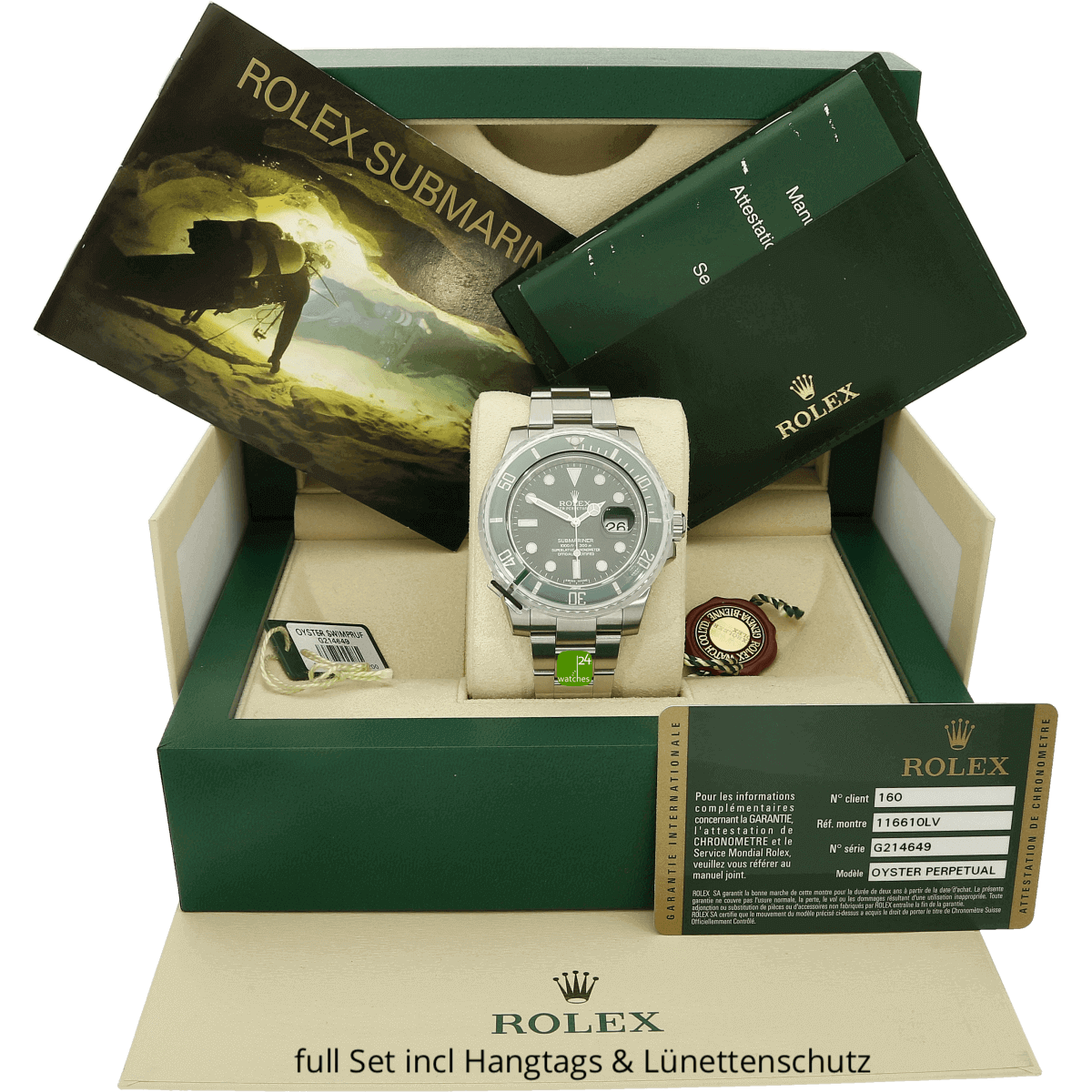 Rolex Submariner Date Ceramic 116610LV Hulk new full Set 2011 Sticker ...